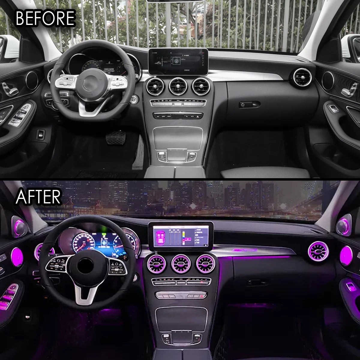 64 Colors LED Ambient Lighting For Mercedes-Benz C/GLC Class C260 C300 ...